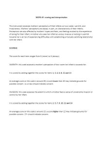 The Mothers’ Object Relations Scale short form (MORS-SF) – Scoring and ...